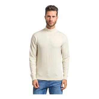 Yes-Zee YES Zee, Homme, Pulls, Blanc, Taille: 2XL Pull en Tricot &agrave; Col Montant