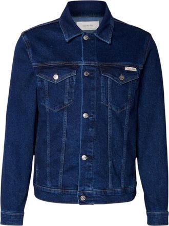 Calvin Klein Herren Jeansjacke Slim Denim Jacket Knopfleiste, Blau (Denim Dark), XS