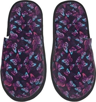 Generic Papillon Violet Homme Femme Chaussures De Maison Chaud Slippers Antid&eacute;rapantes Pantoufles Pour Int&eacute;rieur Automne Hiver L