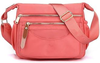 Generic Garhomtur Sac &agrave; bandouli&egrave;re multi-poches de grande capacit&eacute; pour femme, en nylon imperm&eacute;able, d&eacute;contract&eacute;, sac &agrave; bandouli&egrave;re unique, rose