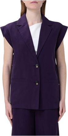 Liu Jo Femme, Vestes, Violet, Taille: 44 FR Gilet en lin m&eacute;lang&eacute;