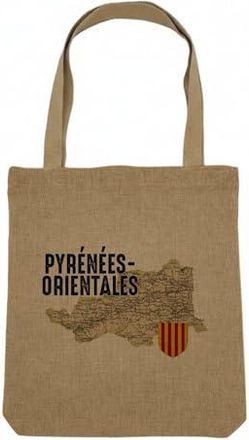 Fabulous Sac Shopping Tote Bag Aspect Lin - Pyr&eacute;n&eacute;es Orientales 66 D&eacute;partement Perpignan Carte Ancienne - Sac de Courses Toile Epaisse 360g Beige Naturel Cabas