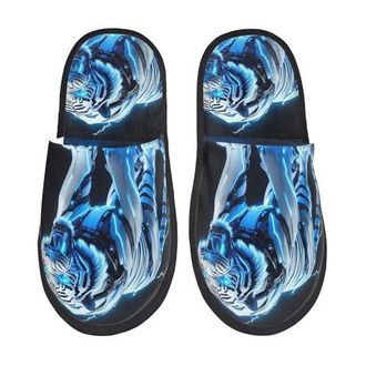 Generic Pantoufles De Maison Tigre Blanc &Agrave; La Lumi&egrave;re Bleue Portative Pantoufles De Voyage Unisexe Chaussons Pour Camping Int&eacute;rieur Invit&eacute; L