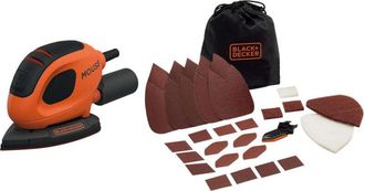 Black+Decker Black&decker - BEW230BC] Ponceuse de finition Mouse 55 w avec 15 accessoires en softbag BEW230B