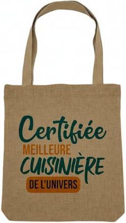 Fabulous Sac Shopping Tote Bag Aspect Lin - Certifi&eacute; meilleure Cuisiniere de lunivers Restaurant Chef Cuisine Nourriture - Sac de Courses Toile Epaisse 360g Be
