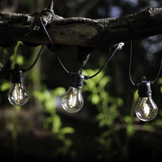 Hellum LED Party Lichterkette außen dimmbar, Erweiterungs-Set für LED Glühbirnen Lichterkette mit Fernbedienung beleuchtete 4,5m, 10 Lampen warmweiß Partybel