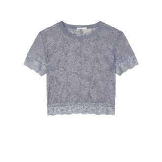 Patrizia Pepe Femme, Blouses et Chemises, Gris, Taille: 42 FR Pull en jersey et dentelle stretch