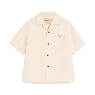 Valentino Garavani Homme, Chemises, Blanc, Taille: M Camicia M/Corte Denim