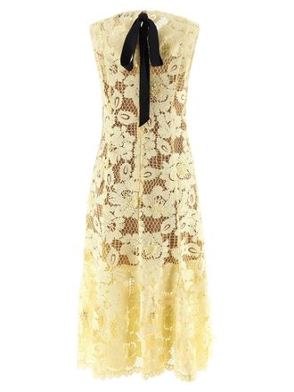 Self Portrait Crochet Lace Dress - Yellow