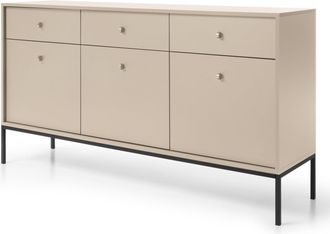 Selsey Monne Sideboard Kommode 3-t&uuml;rig mit 3 Schubladen, Beige im Vintage Look
