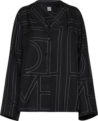 Toteme Femme, Blouses et Chemises, Bleu, Taille: 42 FR Chemise en soie &agrave; imprim&eacute; monogramme
