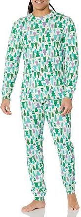 Amazon Essentials Pyjama en Maille Homme, Écru Sapin de Noël, 4XL Grande Taille