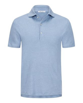 Stefan Brandt Unifarbenes Poloshirt aus einem softem Leinen-Stretch-Mix in