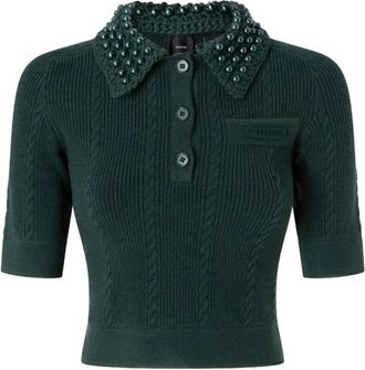 Pinko Pinko, Femme, Pulls, Vert, Taille: 40 FR Eolie Polo Mix Treccia