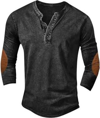 Generic Polo &agrave; manches longues Henley pour homme, grande taille, col rond 1/4, coupe d&eacute;contract&eacute;e, couleur unie, s&eacute;chage rapide, pour le travail, le sport, No