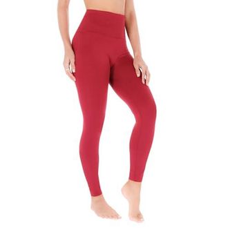 FUTURO FASHION Leggings Femme Petite Taille Haute avec Doublure Polaire L&eacute;g&egrave;re Crimson S/M