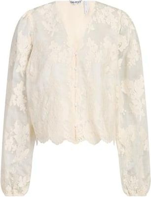 Object Blouse brod&eacute;e &agrave; col V en coton
