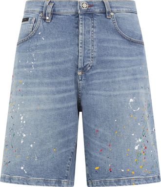 Philipp Plein Denim Shorts Paint
