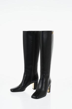 Valentino Kniehohe Stiefel Aus Leder Mit Quadratischer Spitze 7cm Absatz Valentino