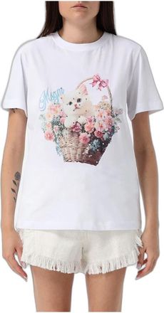 Msgm Kurzarm-T-Shirt mit Frontprint - - Tops - Damen - Wei&szlig; - M