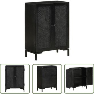 vidaXL Sideboard Schwarz 55x30x77 cm Massivholz Mango und Eisen - Vidaxl
