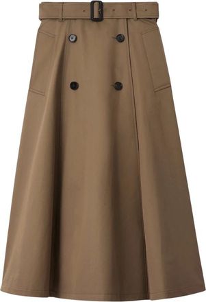 Burberry Femme, Jupes, Brun, Taille: 34 FR Jupe midi trench en gabardine