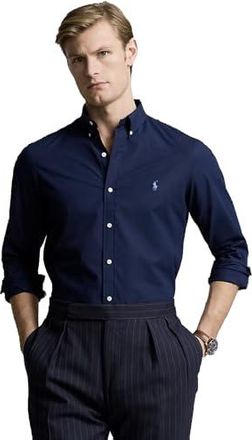 Ralph Lauren Chemise cintr&eacute;e en Popeline Stretch (FR/ES, Alpha/Lettres, L, Taille Normale, Taille Normale, Marine Newport)
