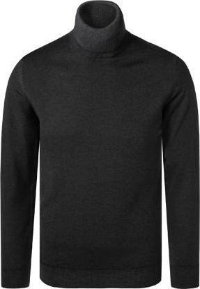 Daniele Fiesoli Herren Rollkragenpullover schwarz Merinowolle unifarben