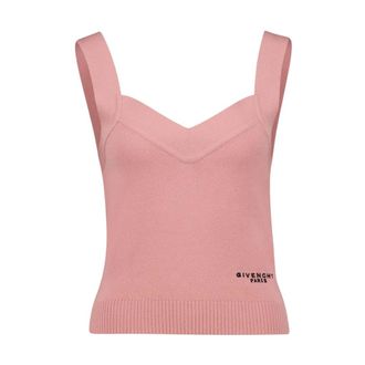 Givenchy Woll-Kaschmir-Top mit V-Ausschnitt - - Knitwear - Damen - Rosa - L