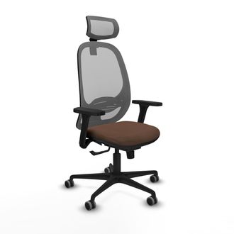 Piqueras y Crespo B&uuml;ro-B&uuml;rostuhl mit 3D-Armen, h&ouml;henverstellbare Lendenwirbelst&uuml;tze und h&ouml;henverstellbares Kopfteil, Grau/Dunkelbraun