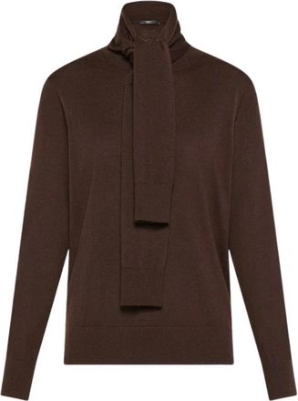 Seventy Pull Col Rond en M&eacute;rinos avec &Eacute;charpe Amovible - Femme - Pulls - Brun - Taille: 40 FR
