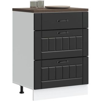 vidaXL Vidaxl - Armoire de cuisine Lucca noir bois ding&eacute;nierie