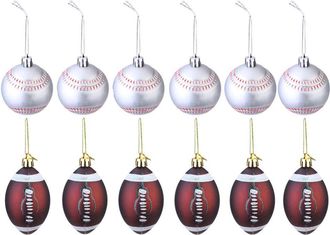 Pretyzoom 12 Stücke Baumkugeln Weihnachtsbaumkugeln Christbaumkugeln Basketball Fußball Weihnachtskugeln Christbaumanhänger Weihnachtsbaum Anhänger Weihnachtsde