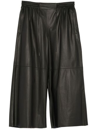 Yves Salomon pantalon court en cuir - Noir