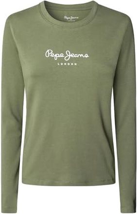 Pepe Jeans London New Virginia LS N T-Shirt Femme Vert (Kaki Green), L, Vert (Kaki Green), L