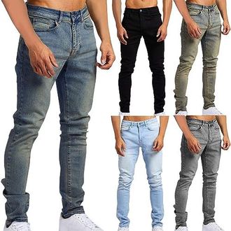 Generic Pantalon en jean pour homme - Coupe ajustée - Style décontracté - Élégant et confortable - Streetwear - Randonnée - Style vintage - Taille 28-36, Noir