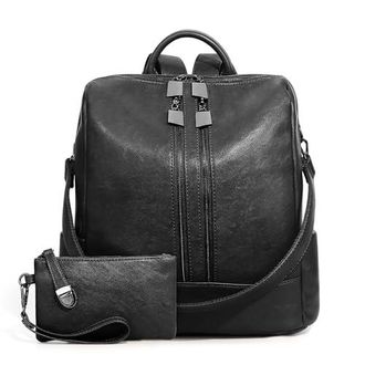 Generic Sac &agrave; dos &agrave; carreaux pour femme, petit sac &agrave; dos de voyage convertible, sac &agrave; bandouli&egrave;re multi-poches, sac &agrave; dos &agrave; carreaux, b-noir, M