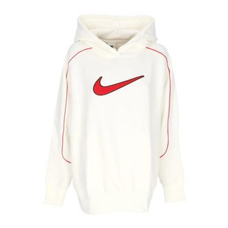 Nike Oversize Swoosh Hoodie Rot - - Sport - Damen - Wei&szlig; - XS