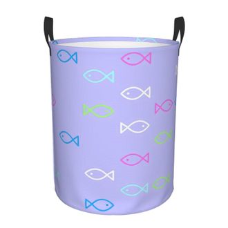 Generic Fisch-Aquarium-Druck W&auml;schek&ouml;rbe Rund W&auml;schekorb Stehender W&auml;schetonne F&uuml;r Badezimmer Decken W&auml;schesack