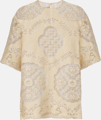Valentino Top en coton m&eacute;lang&eacute; &agrave; motif floral
