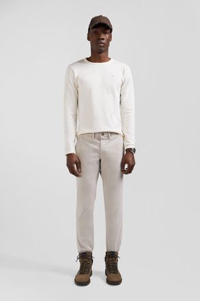 Eden Park T-shirt Manches Longues En Coton Uni &Eacute;cru Coupe Slim