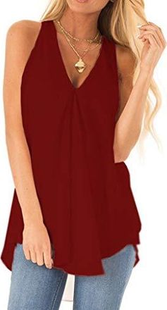 Generic Débardeur sans manches pour femme - T-shirt dété respirant - Long gilet ample - Léger - Vêtements de travail - Chemises de vacances confortables en mo