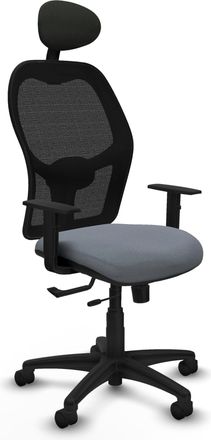 Piqueras y Crespo Stuhl aus grauem Netzstoff, mit 1D-Armlehnen, h&ouml;henverstellbarer Lendenwirbelst&uuml;tze und festem Kopfteil, ausgestattet mit Syncro/Traslack und Schneide