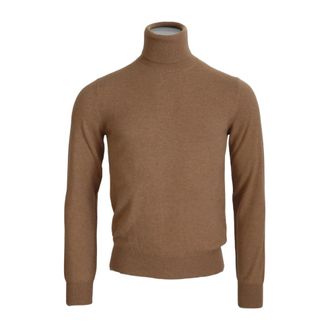 Dolce & Gabbana Kaschmir Rollkragenpullover Beige Logo - - Knitwear - Herren - Beige - S