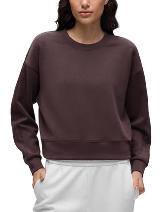 CRZ YOGA Damen SoftAura Oversized Sweatshirt Langarm Shirt Basic Workout L&auml;ssig Rundhalsausschnitt Pullover Reife Pflaume 40