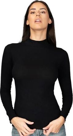 Intimidea T-Shirt Manches Longues Femme, col roul&eacute;, Cachemire et Modal, Douce et Chaude, 212818 (Noir, L/XL)