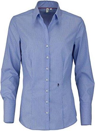 Seidensticker Femme Chemisier Hemdbluse Langarm Slim Fit Gemustert B&uuml;gelfrei Bleu (11), 40 EU