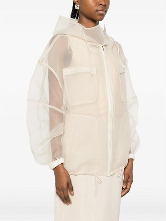 System Quilted Hooded Down Jacket - Beige