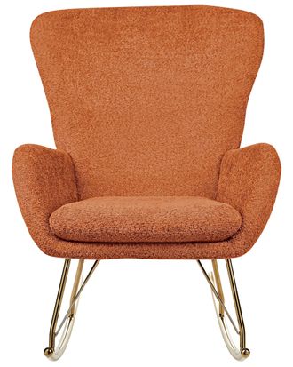 Beliani Schaukelsessel Boucl&eacute; Stoff orange/Gold Schaukelstuhl modern elegant edel Anaset