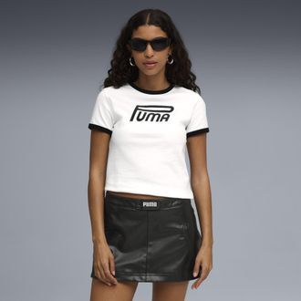 Puma T-shirt slim &agrave; motif FUTURE.PUMA.ARCHIVE Femme, V&ecirc;tements, Blanc, L